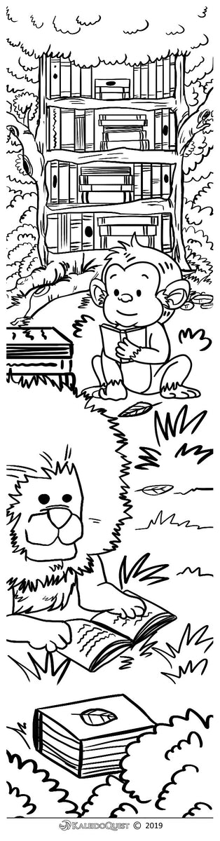 KaleidoQuest "Wild About Reading" Colorable Bookmark - Library Theme